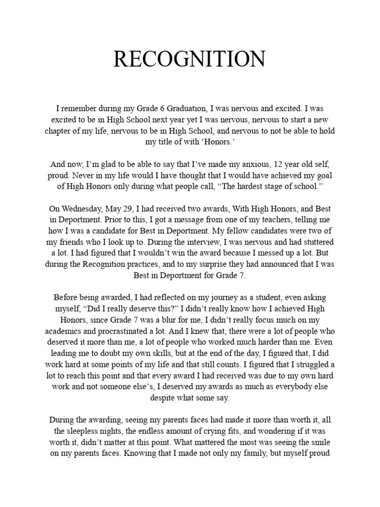 RECOGNITION NARRATIVE | PDF