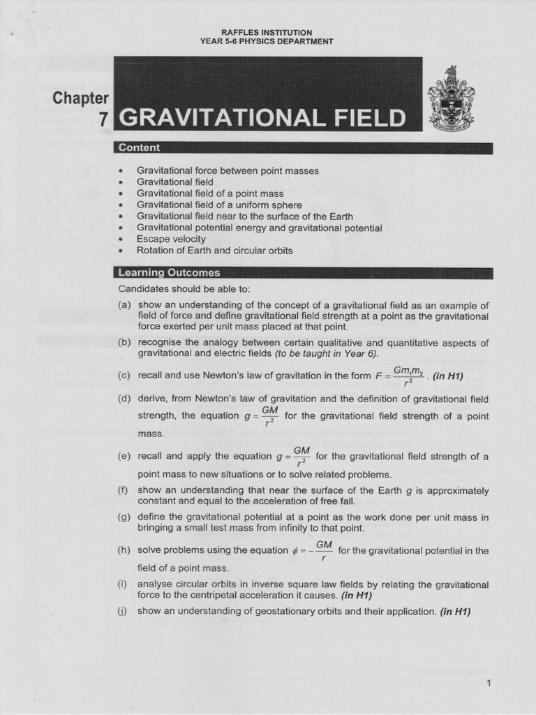 G.field Notes | PDF | Newton's Law Of Universal Gravitation | Force