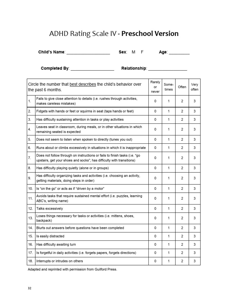 Preschool ADHD Questionnaire | PDF | Attention Deficit Hyperactivity ... Preschool ADHD Questionnaire | PDF | Attention Deficit Hyperactivity ...