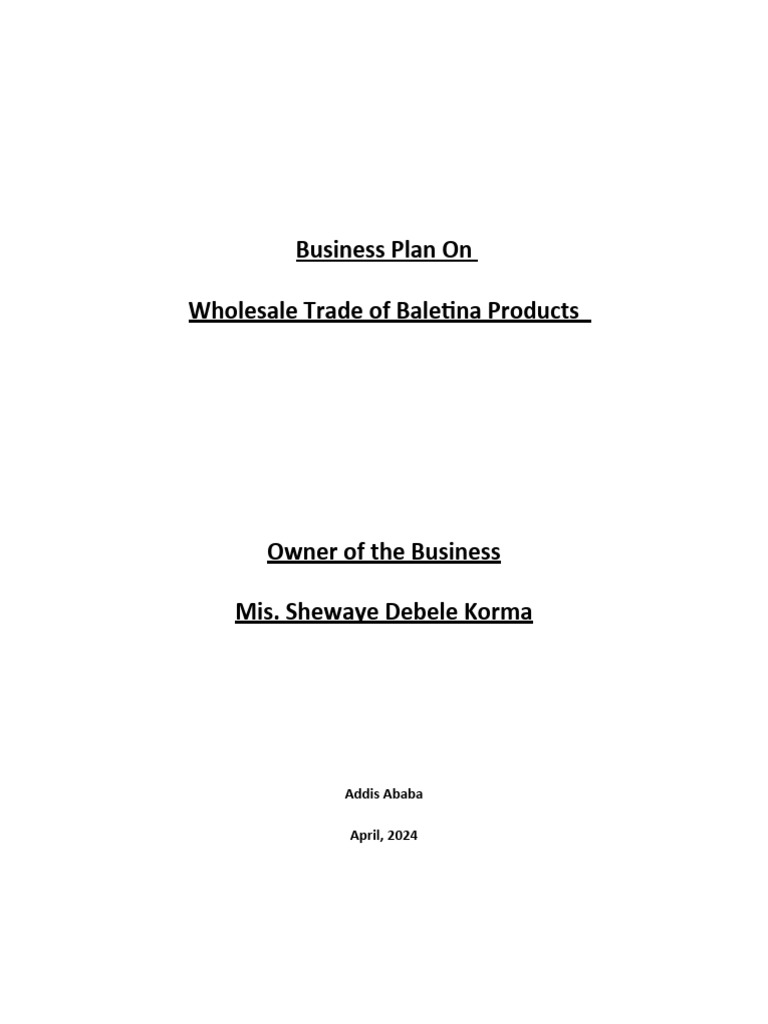 Business Plan Shewaye Baletena | PDF | Income Statement | Pricing