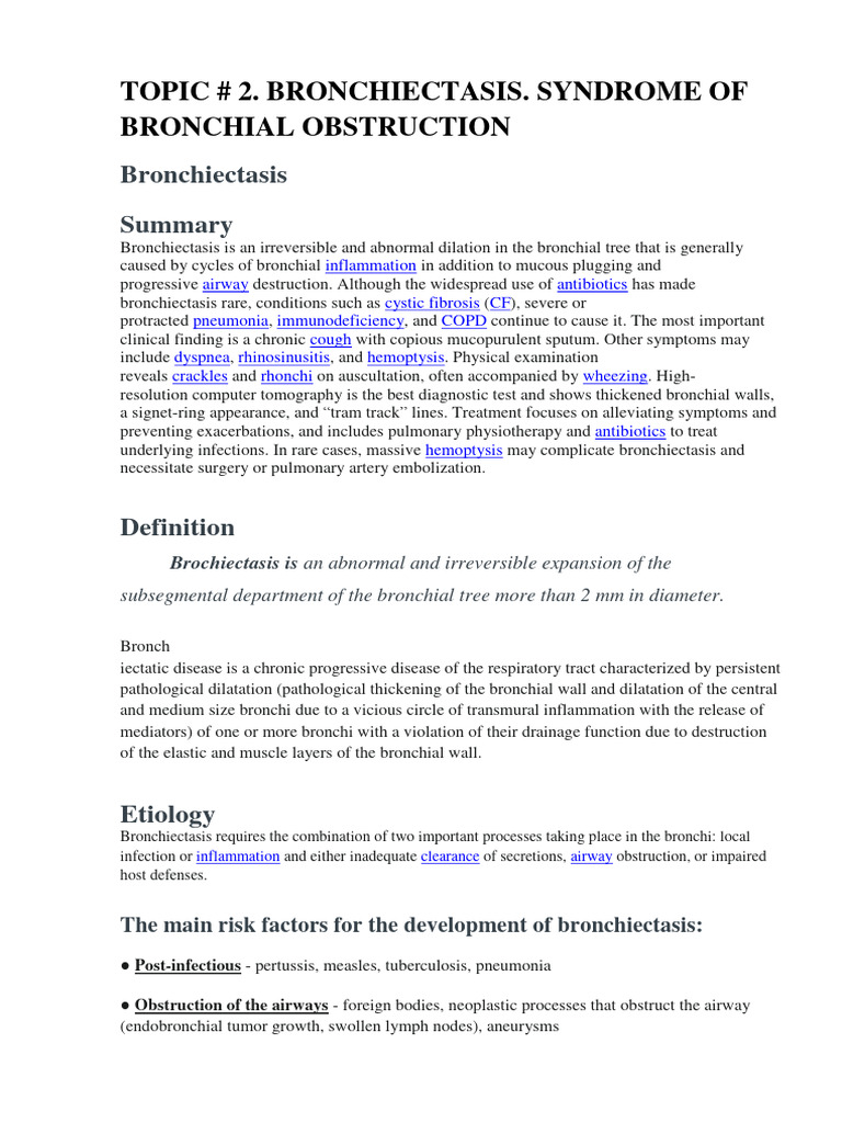 2 - Bronchoectasis and Bronchial Obstruction Syndrome | PDF | Lung ...