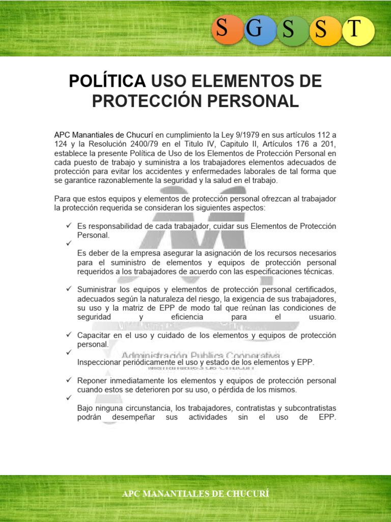 POLITICA USO EPP | PDF