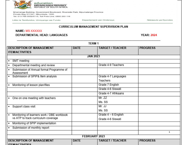 Exampler of Management Plan For HoDs | PDF