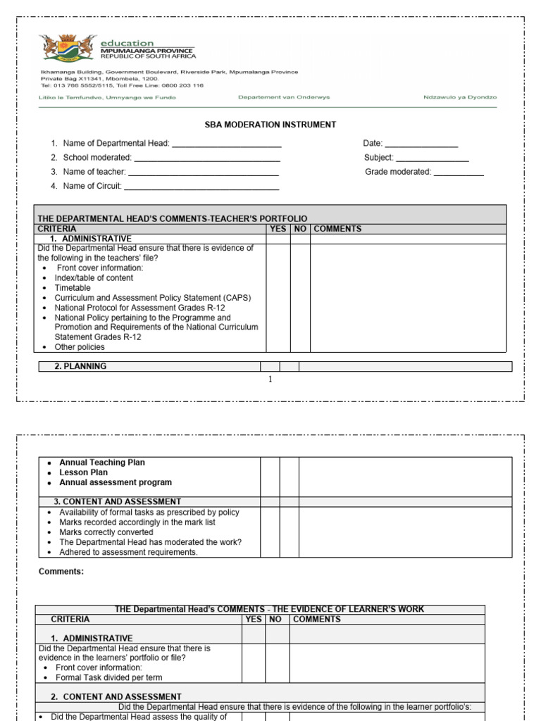1. Sba Moderation Tool | PDF | Teachers | Teaching