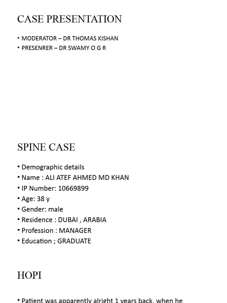 Spine Case: Lumbar Canal Stenosis | PDF | Vertebra | Anatomical Terms ...