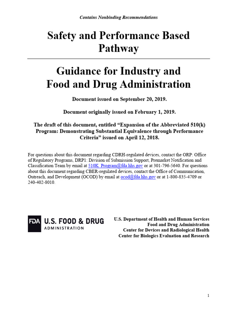 Safety and Performance Based Pathway Guidance For Industry and Food and ...