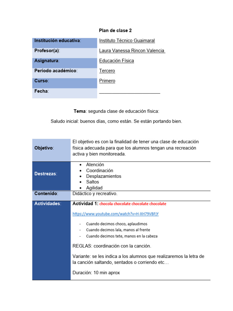Plan de Clase 2 | PDF | Maestros | Modificación de comportamiento