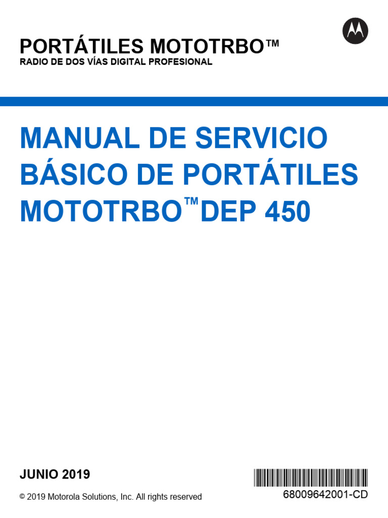 68009642001-CD Esla Mototrbo Portable Dep 450 Basic Service Manual ...