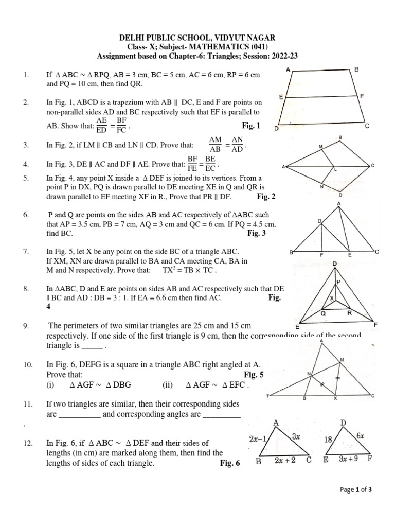 Class-10, Ch-6 - Triangles (2022-23) | PDF | Triangle | Area