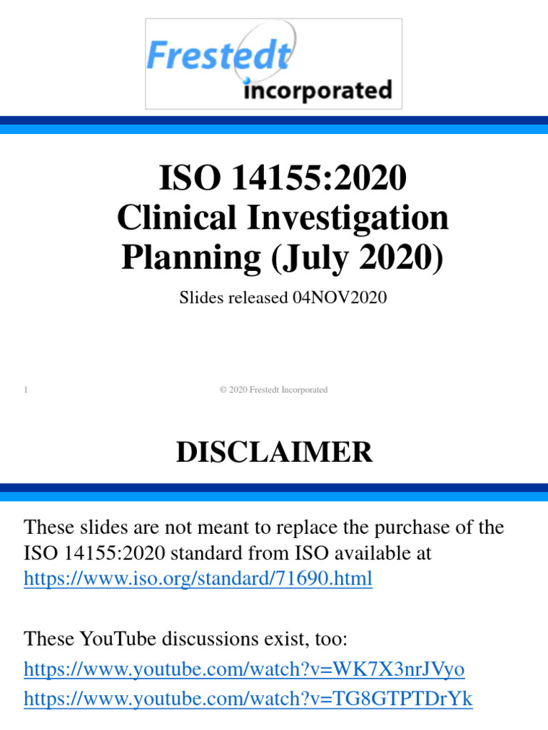 ISO 14155 2020 Training Slides 11 04 20 1512 | PDF | Clinical Trial ...