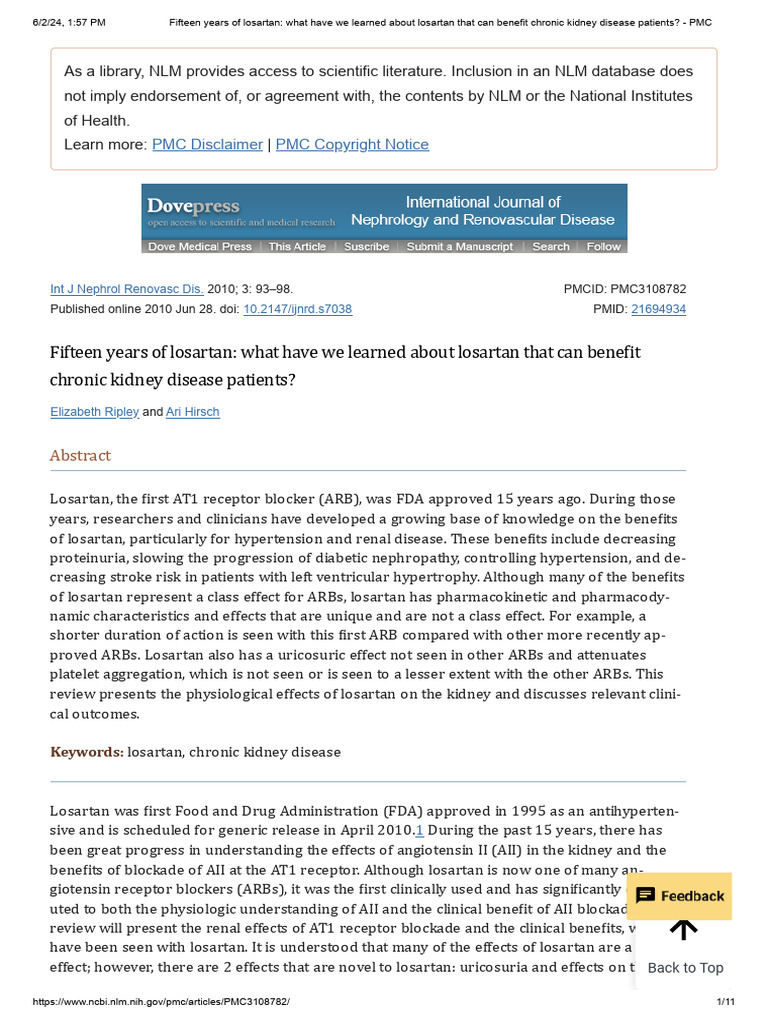 Fifteen Years of Losartan - Benefit For CKD Patients | PDF | Chronic Kidney Disease | Medical ...