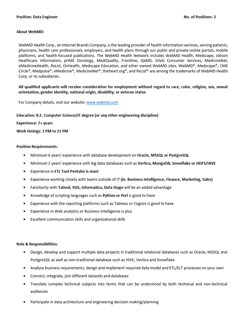 Data Engineer | PDF | Databases | Data