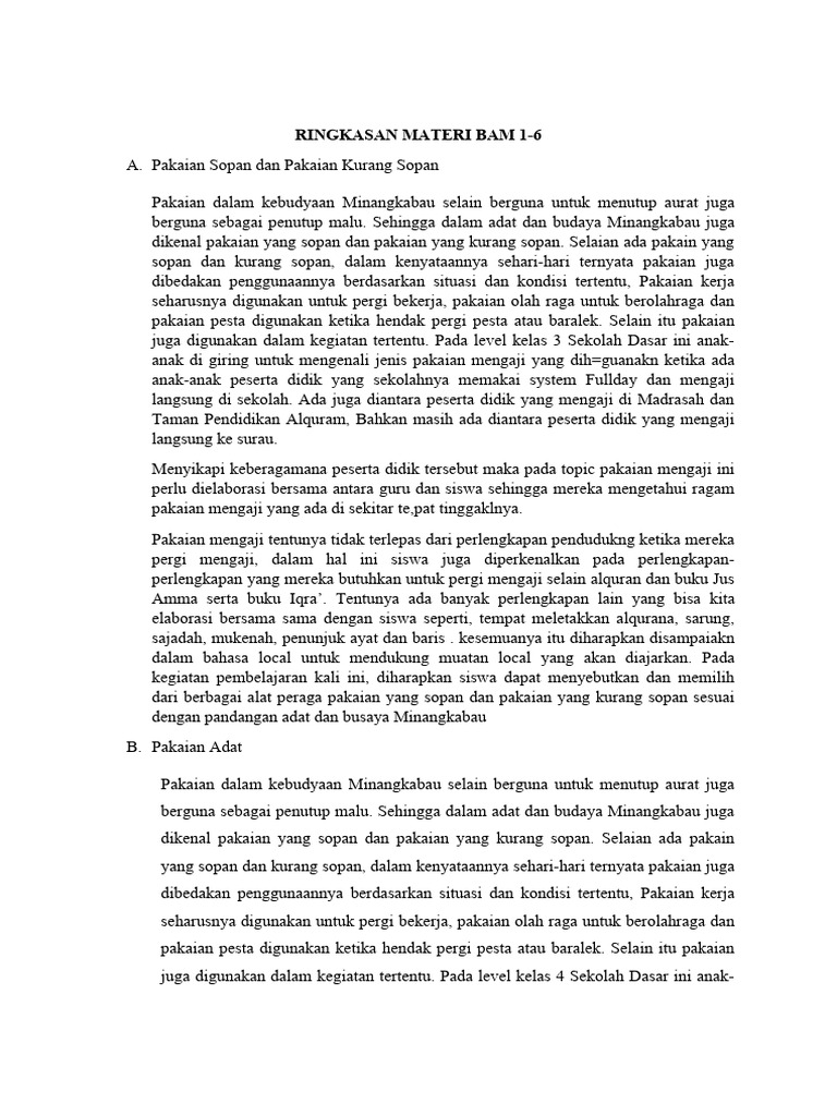 Ringkasan Materi Bam | PDF