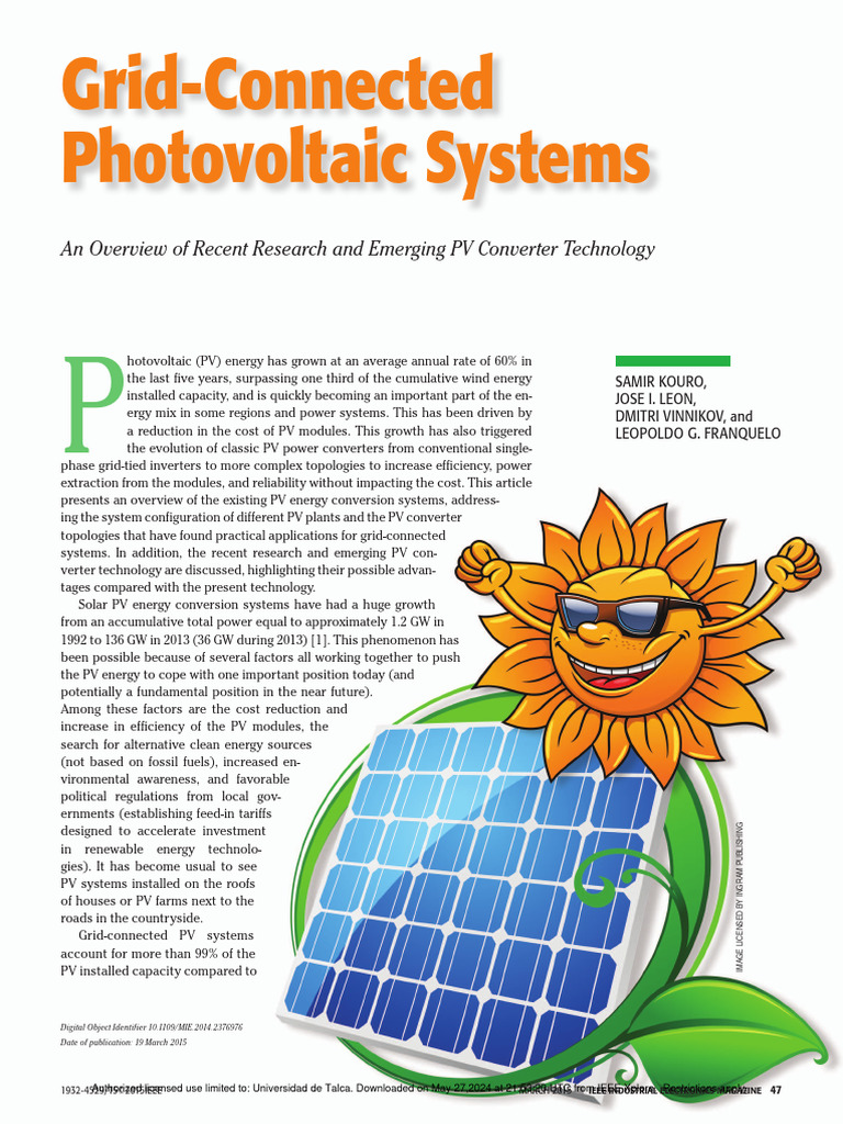 Grid-Connected Photovoltaic Systems an Overview of Recent Research and ...