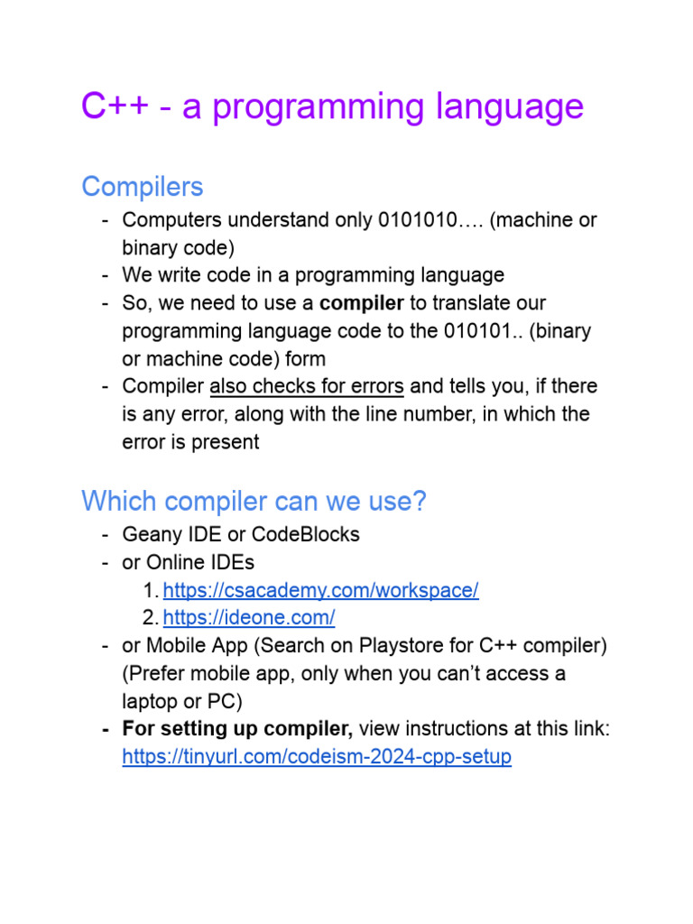 CodeISM CR-1 Class 1 | PDF | C++ | Computer Programming CodeISM CR-1 Class 1 | PDF | C++ | Computer Programming