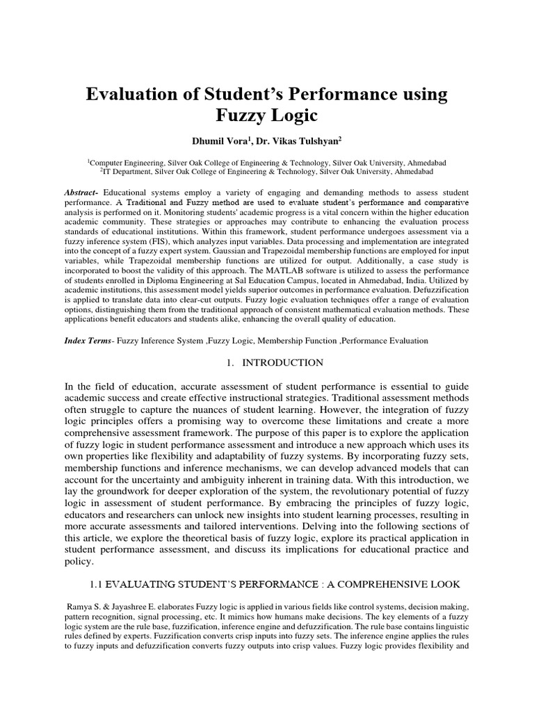 Evaluation of Student | PDF | Fuzzy Logic | System