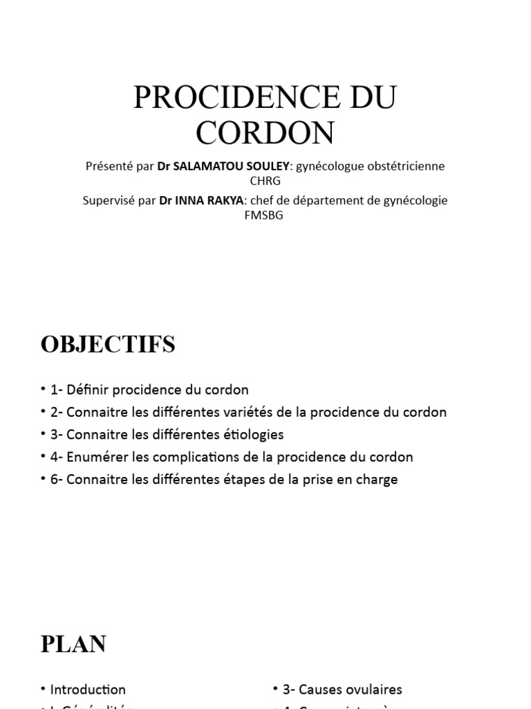 Urgence obstétricale : Procidence du cordon | PDF | Accouchement | Veine