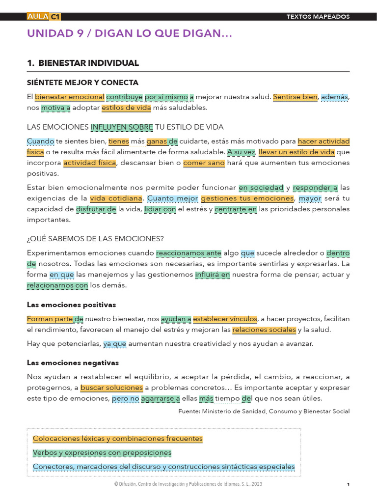 aula_c1_u09_txt-map | Descargar gratis PDF | Las emociones | Estrés ...