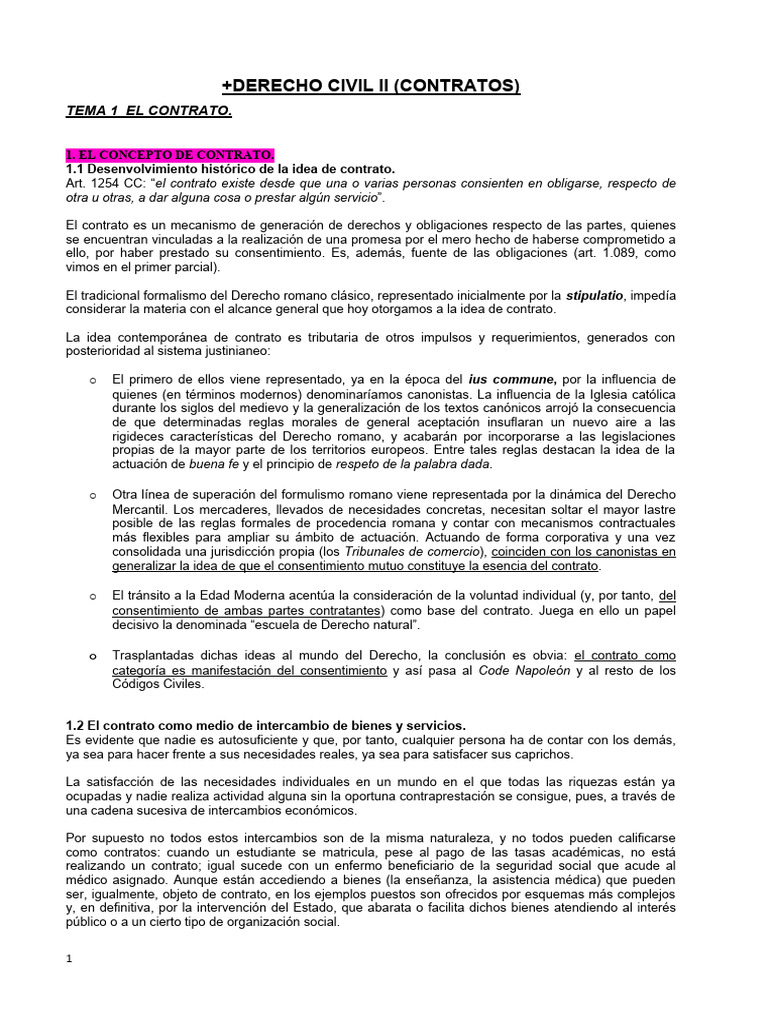 RESUMEN CIVIL II_2º PARCIAL_CONTRATOS Terminado | Descargar gratis PDF | Intención (Derecho ...