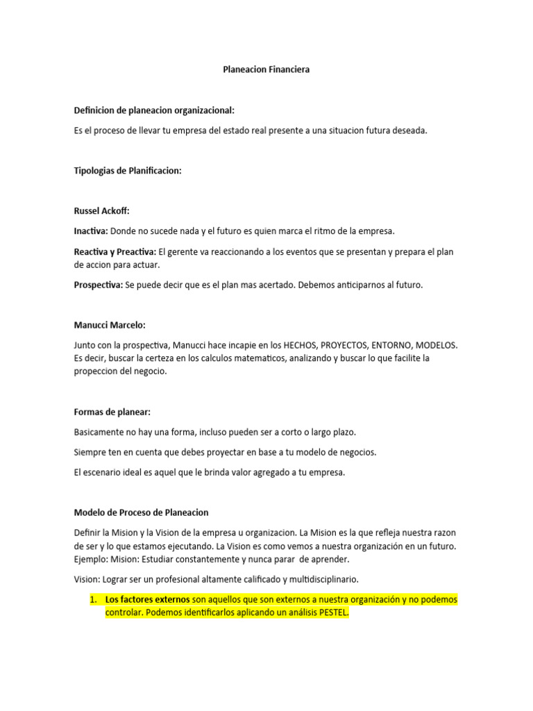 Planeacion Financiera Platzi | PDF | Planificación | Business