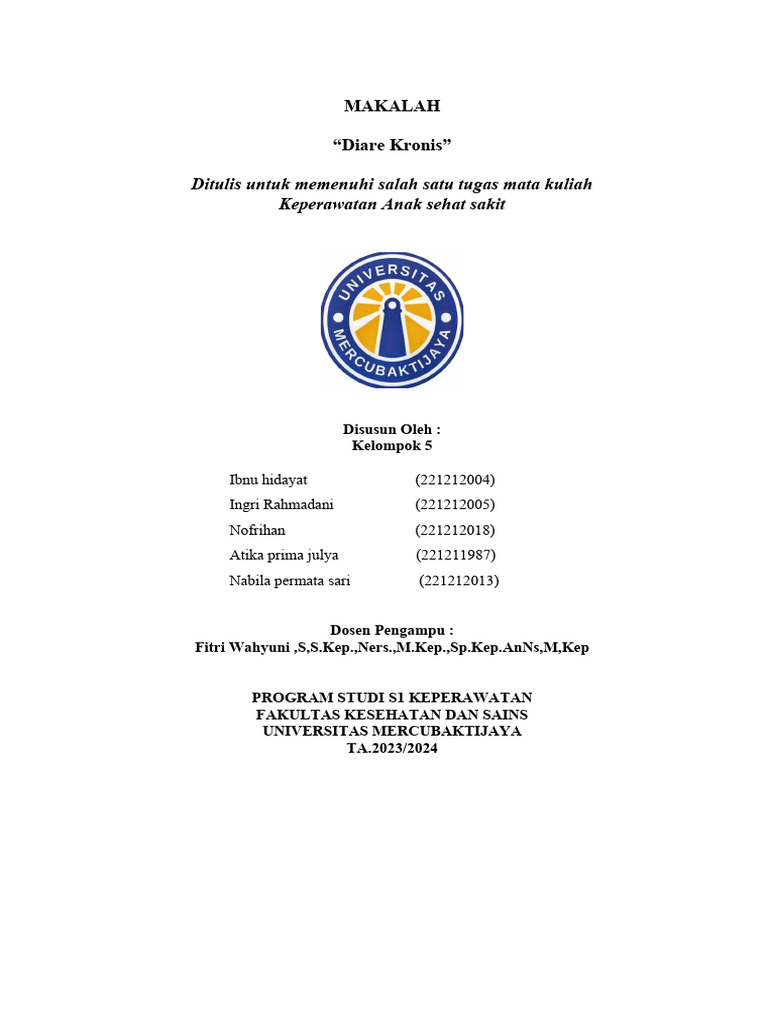 Makalah Diare Kronis Kel 5 | PDF