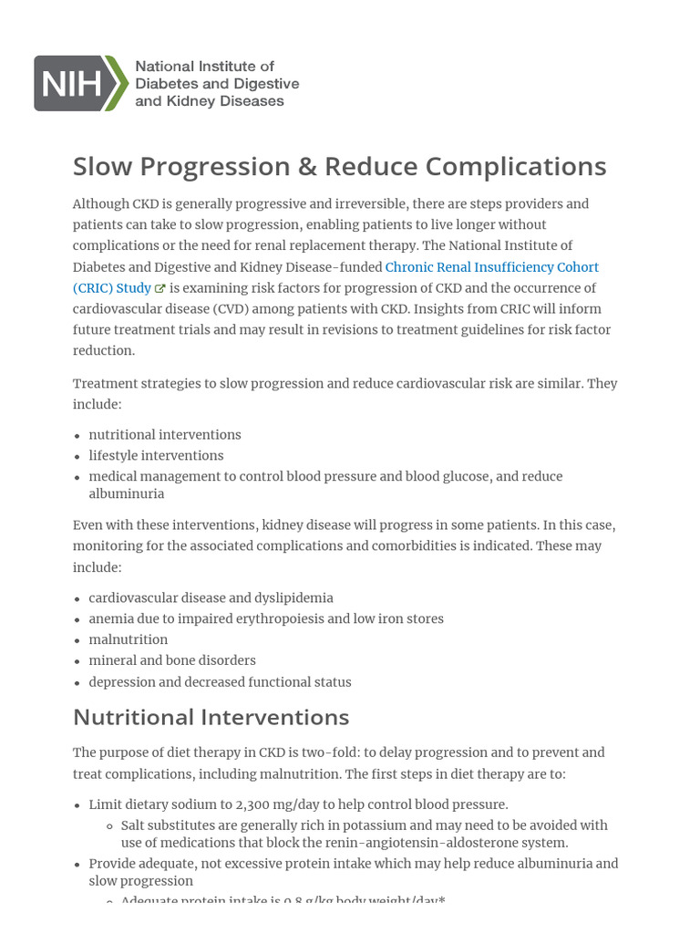 Slow Progression & Reduce Complications in CKD - NIDDK | PDF | Chronic ...