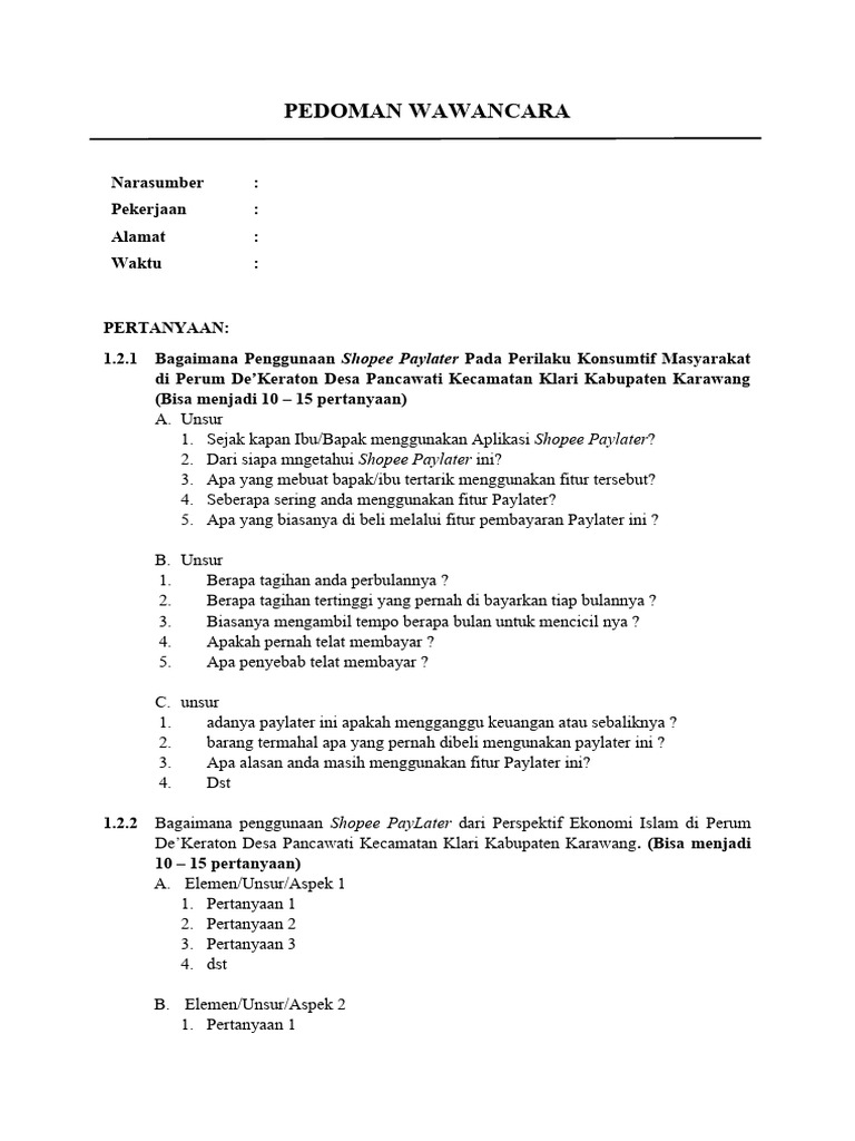 FORMAT PEDOMAN WAWANCARA DAN HASIL WAWANCARA | PDF
