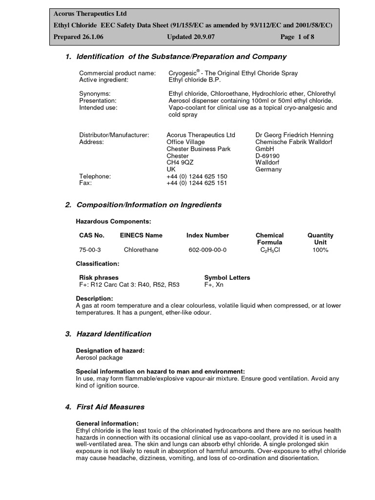 Cryogesic - The Original Ethyl Choride Spray | PDF | Water