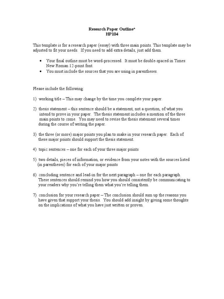 Research Paper Outline Template | PDF | Thesis | Writing