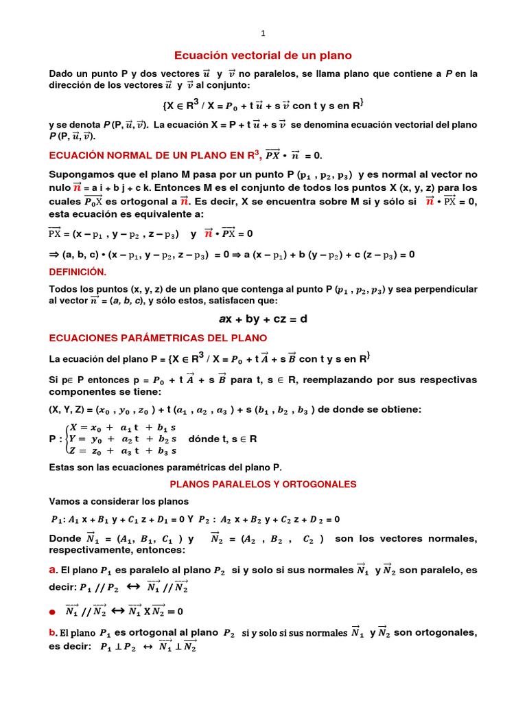 Ecuación Vectorial de Un Plano_editado | PDF | Línea (geometría ...