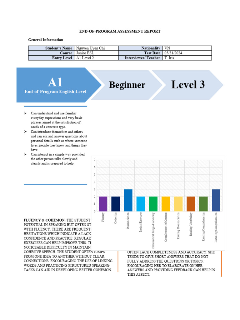 OSU A1 Beginner - End Program AR | PDF | Reading Comprehension | Fluency