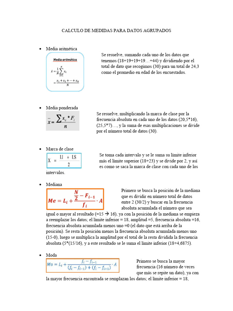 CALCULO DE MEDIDAS PARA DATOS AGRUPADOS | PDF | Mediana | Cuantil