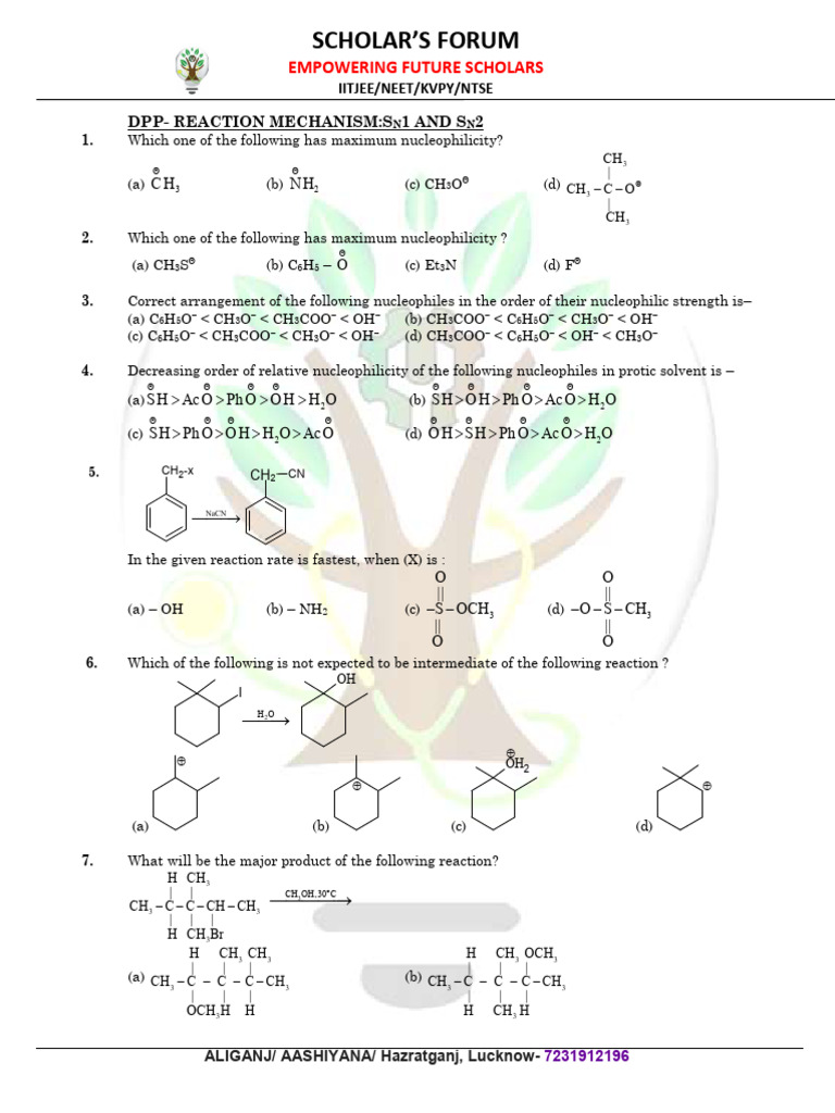 Reaction mechanism-SN1 AND SN2-1 - 231123 - 105832 | PDF | Chemistry ...