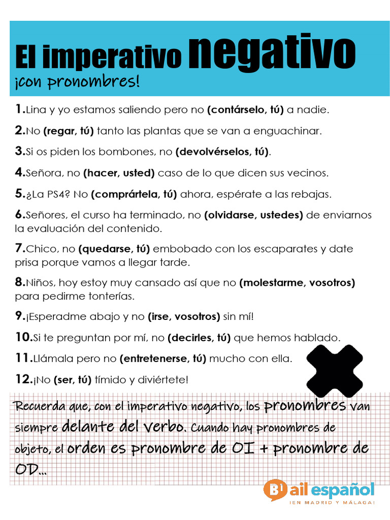 Quiz Imperativo Negativo Pronombres | PDF | Artes del Lenguaje y ...