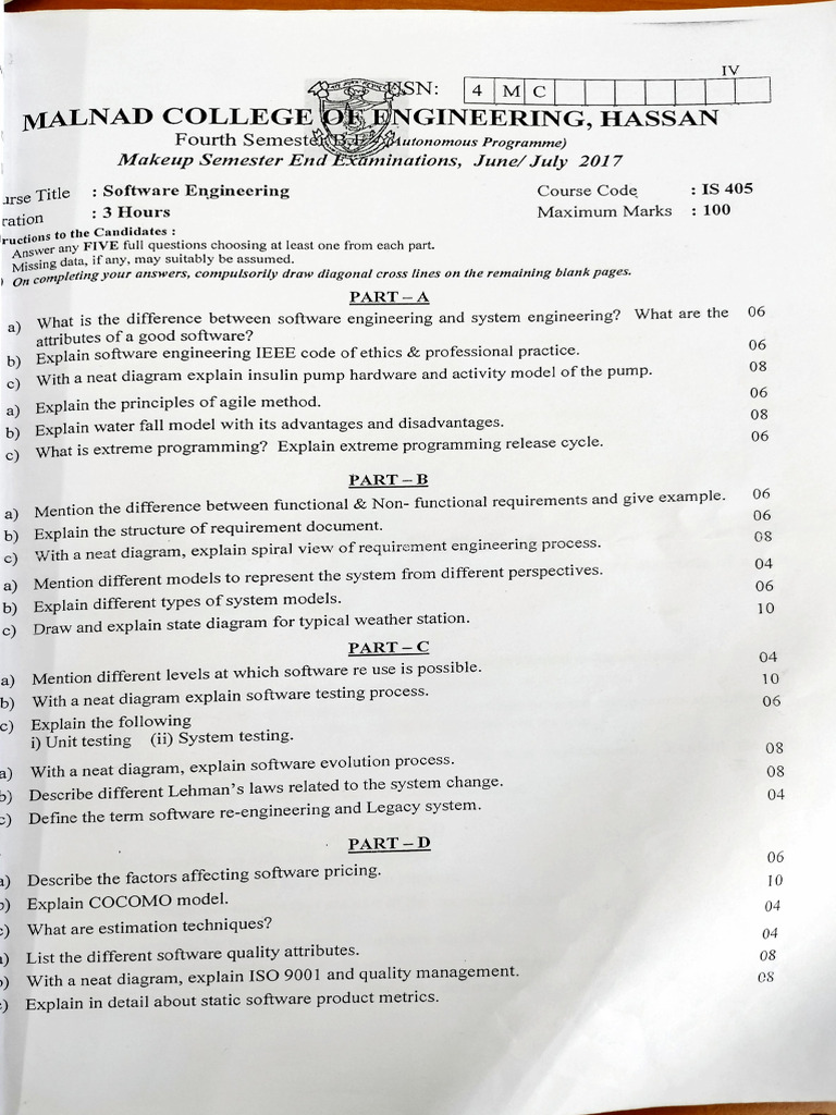 Previous Year Paper 5th Sem | PDF