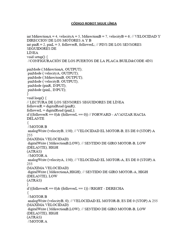 Código Robot Sigue Línea 1 | PDF