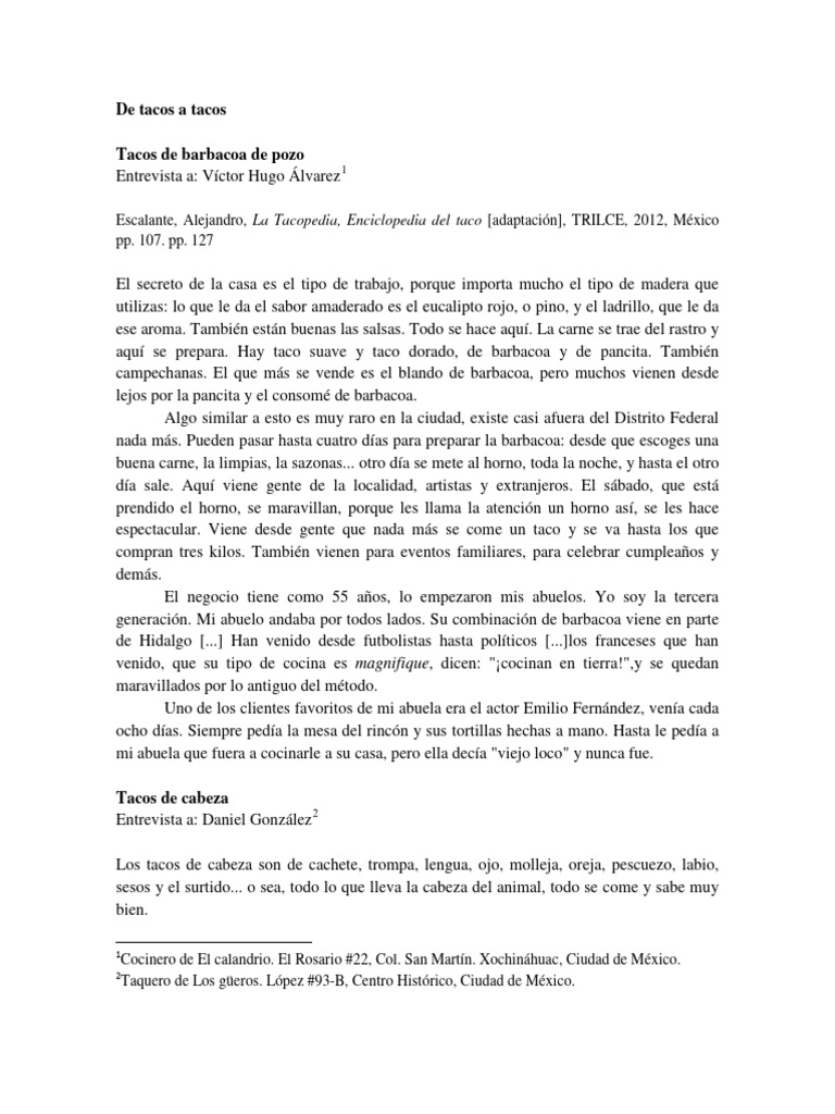 De Tacos A Tacos | PDF | Taco | Cocina