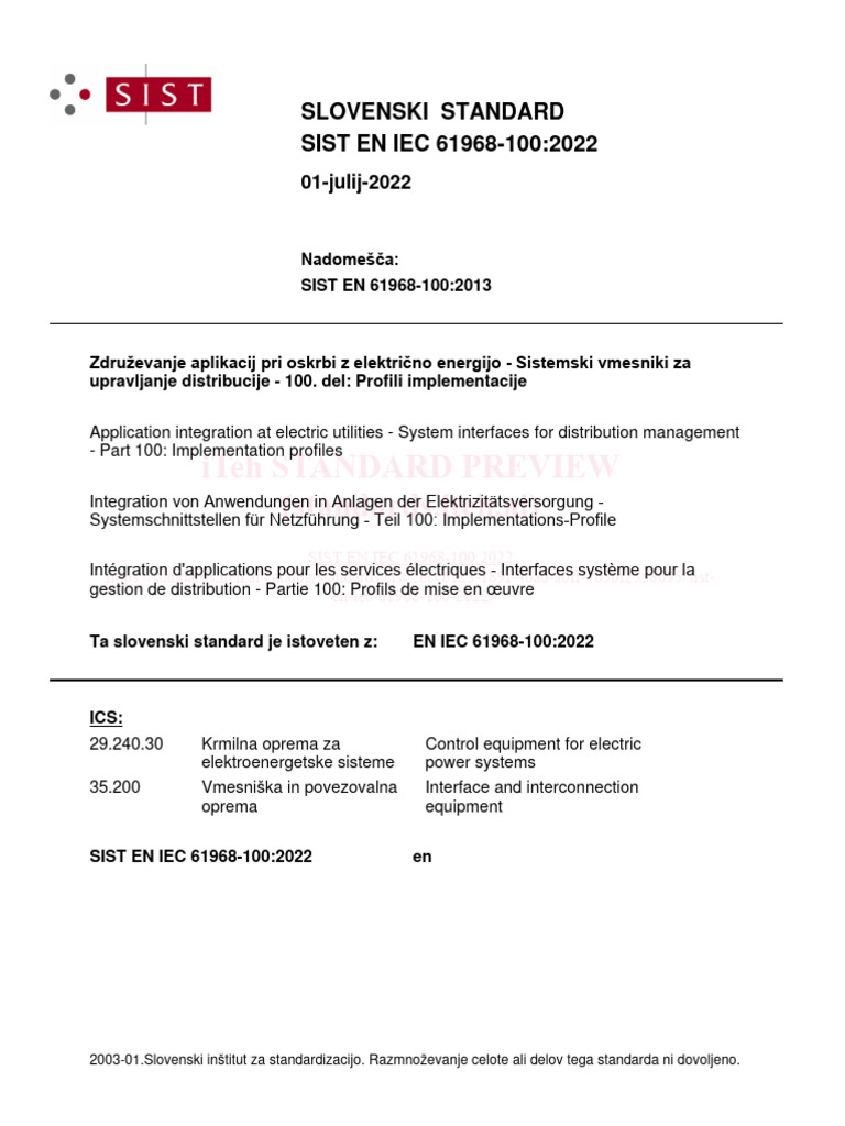 Sist en Iec 61968 100 2022 | PDF