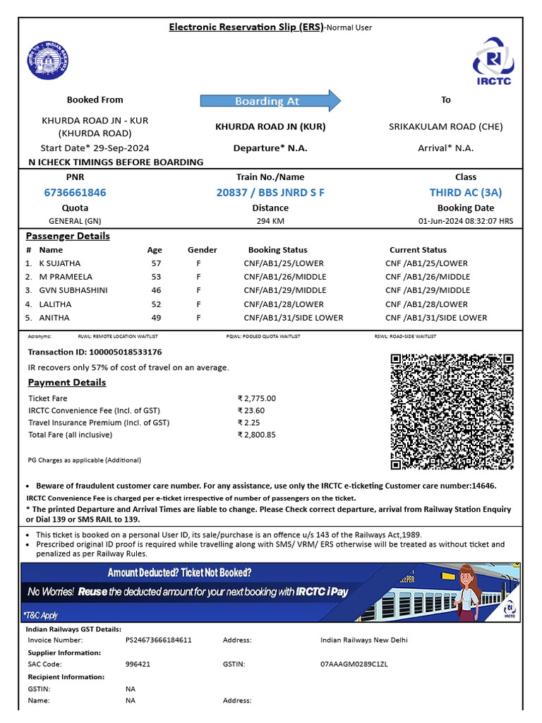 Train Ticket Booking and Cancellation Guide | PDF | Identity Document