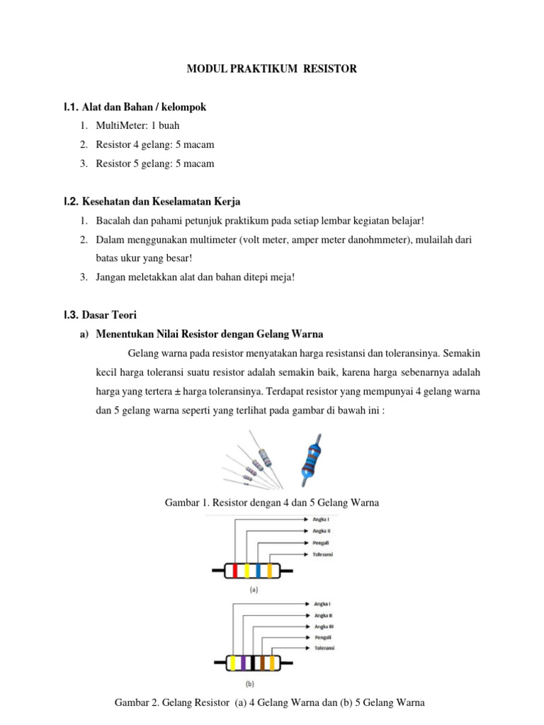 Modul Praktikum Resistor | PDF | Metode & Bahan Ajar | Sains & Matematika