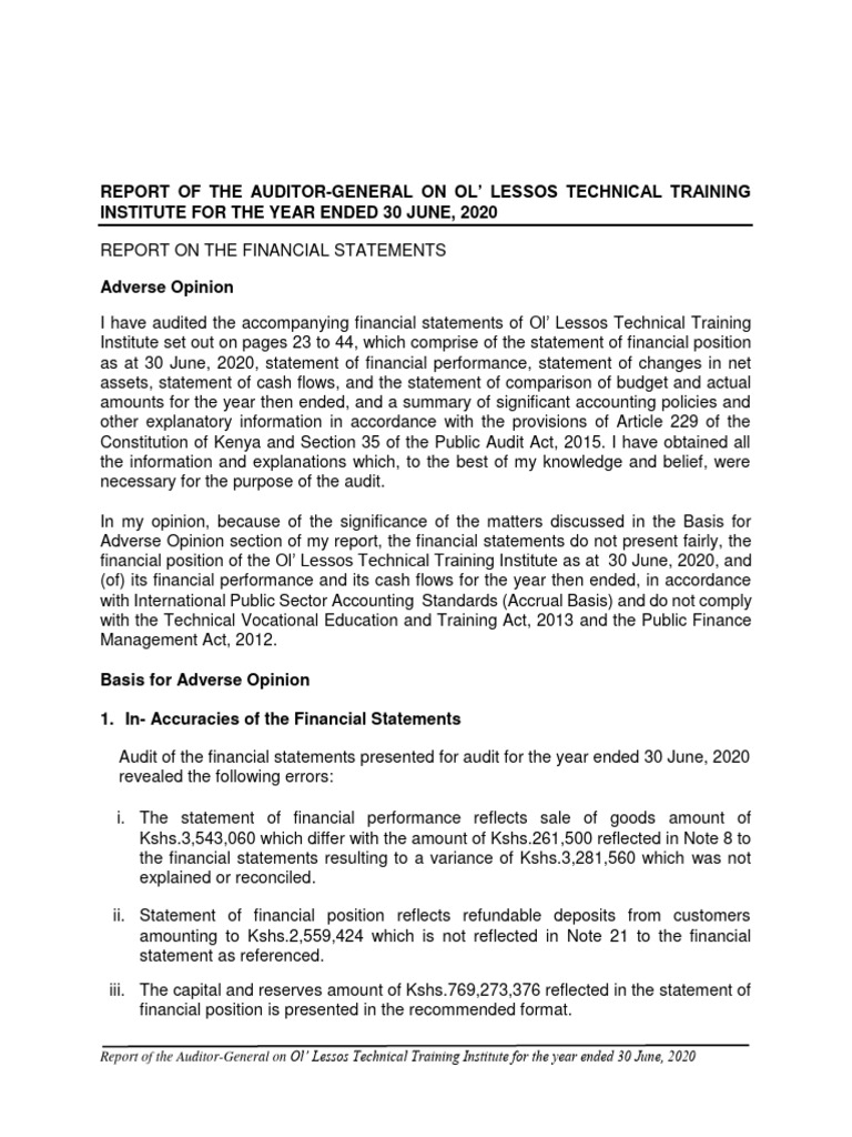 Ol Lessos Technical Training Institute 2019 2020 | PDF | Internal ...