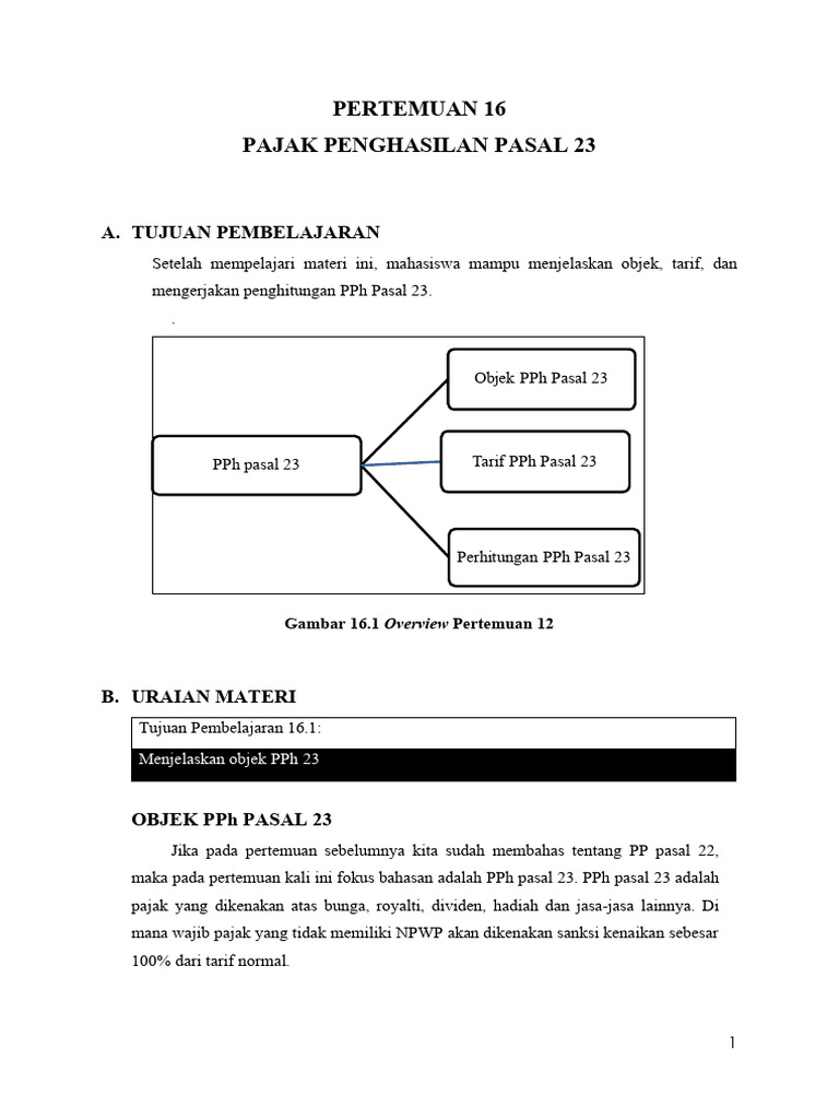 Pert. 16 PAJAK PENGHASILAN PASAL 23 | PDF | Bisnis