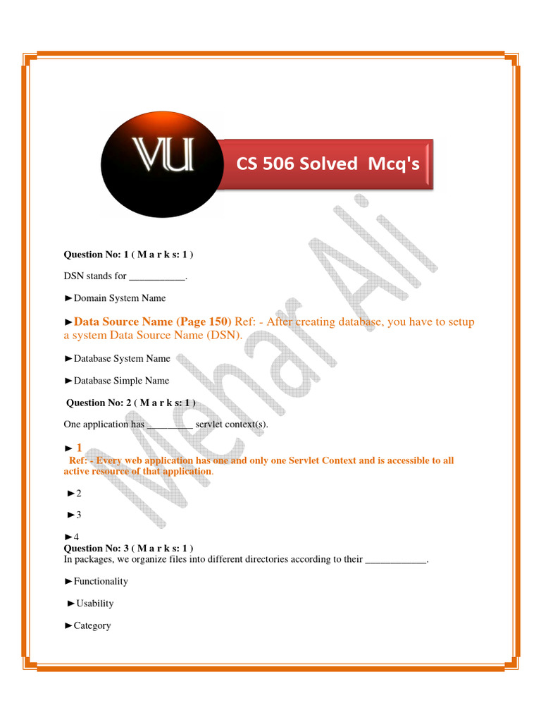 Cs 506 Solvedmcqsfilebymeharali | PDF | Class (Computer Programming) | Computing