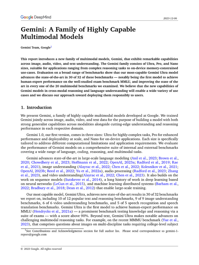 Gemini - A Family of Highly Capable Multimodal Models | PDF | Computing