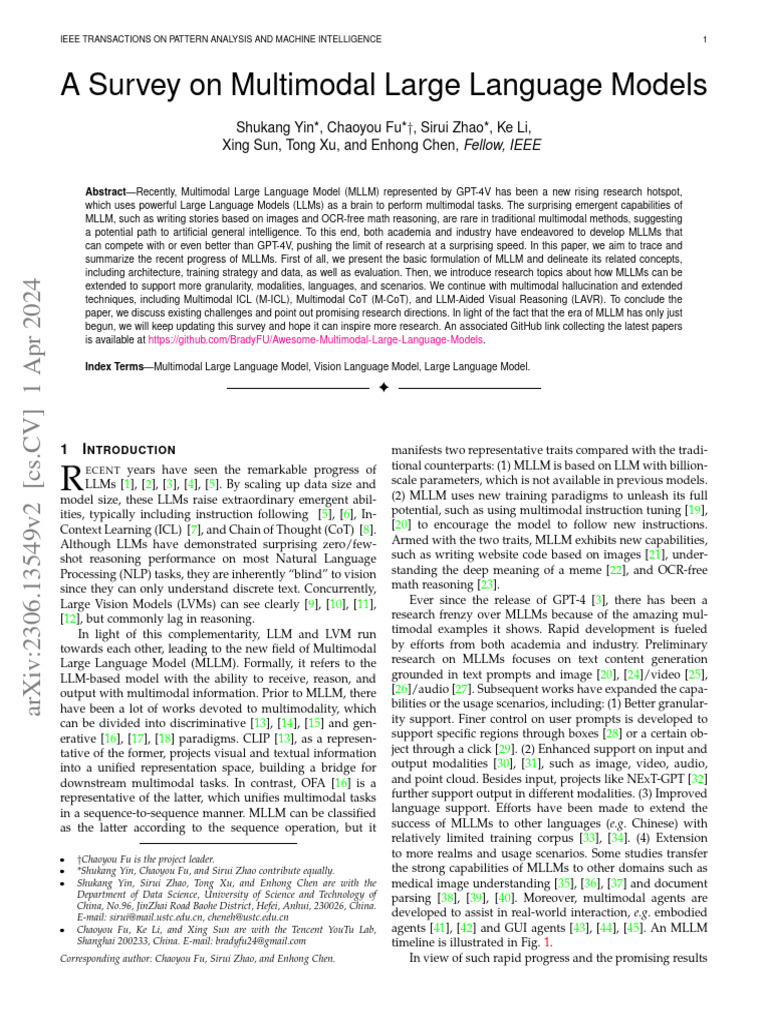 A Survey On Multimodal Large Language Models Pdf Data Compression Computing