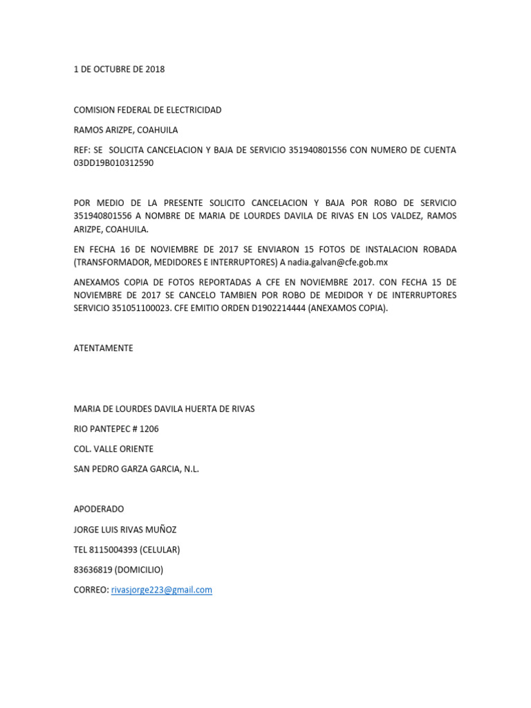 CARTA A CFE | PDF