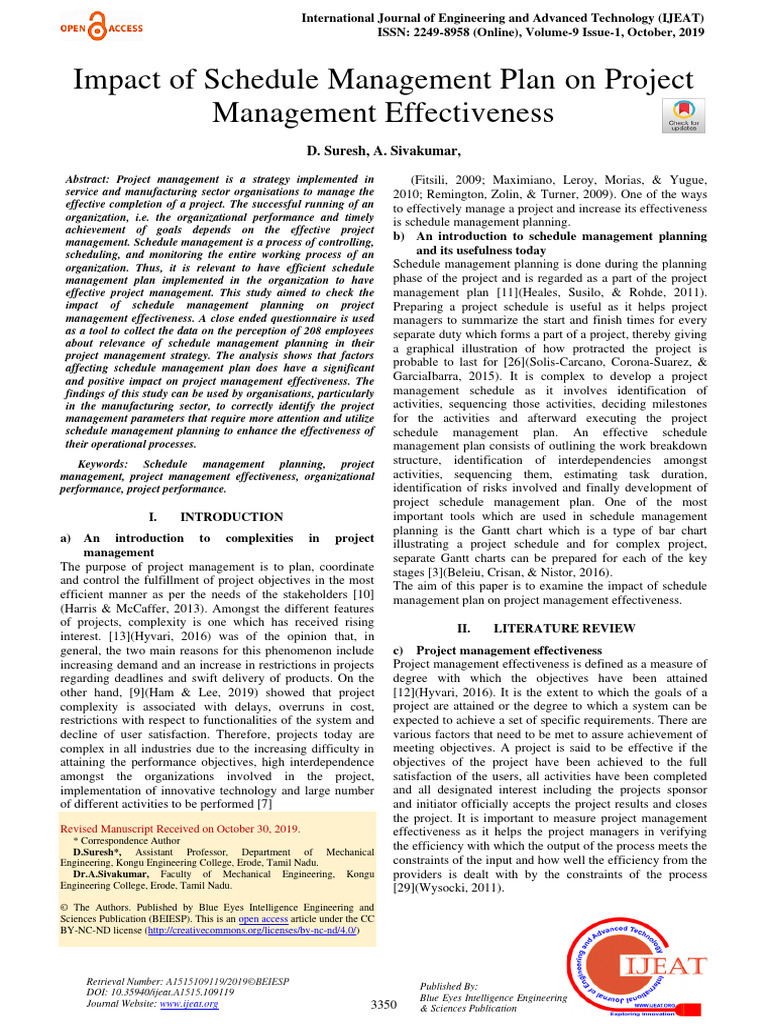 Impact of Schedule Managemnt SURESH | PDF | Project Management | Business