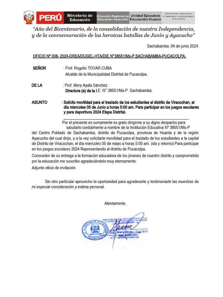 Oficio para El Alcalde. | PDF