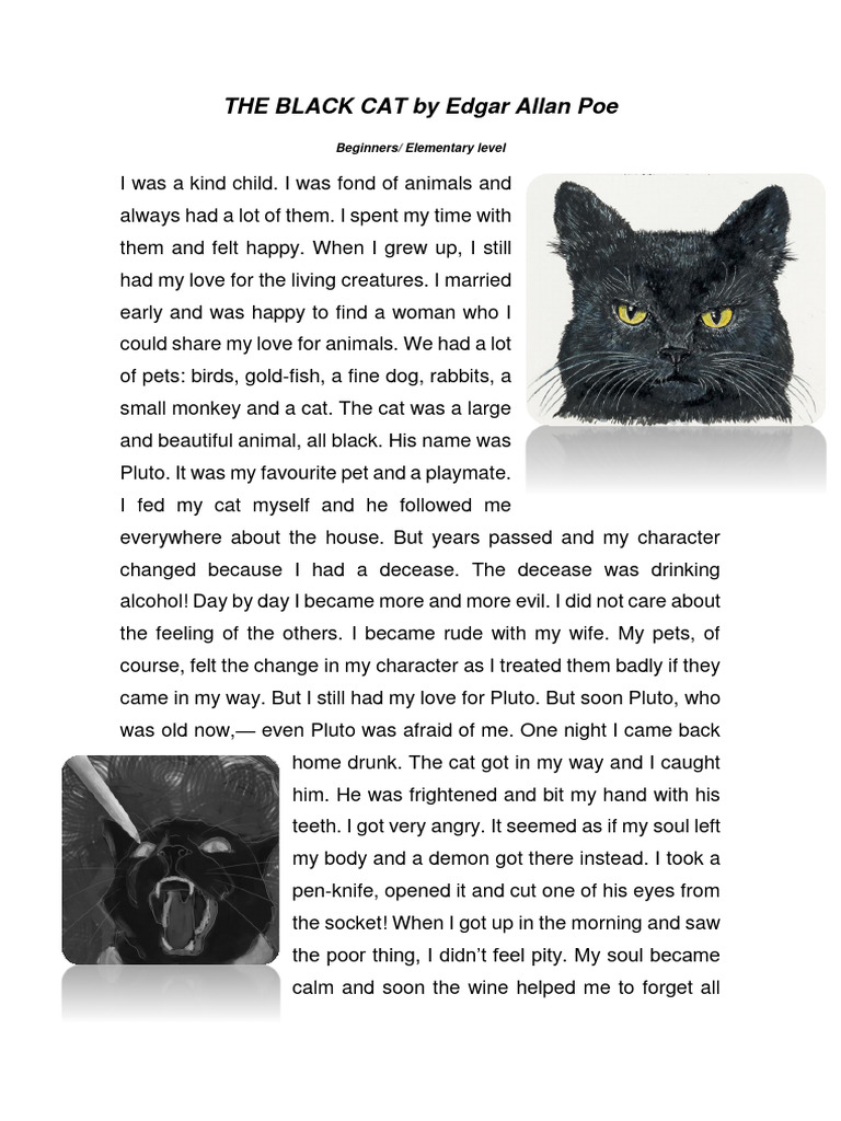 THE BLACK CAT by Edgar Allan Poe (Level 2) | PDF