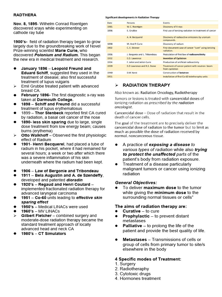 History and Evolution of Radiation Therapy | PDF | Radiation Therapy ...